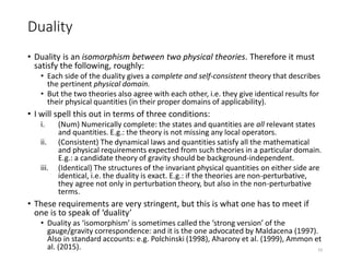 Pittsburgh talk on Emergence and in Gauge/Gravity Dualities | PPT
