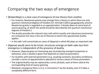 Pittsburgh talk on Emergence and in Gauge/Gravity Dualities | PPT