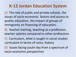 Characteristics of Jordan K-12 Education System | PPTX