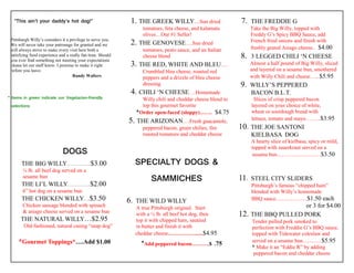 Pittsburgh willy's menu | PDF | Barbecues and Grilling | Food & Drink