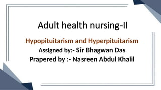 pituitary gland disorder, Hypopituitarism and Hyperpituitarism | PPTX