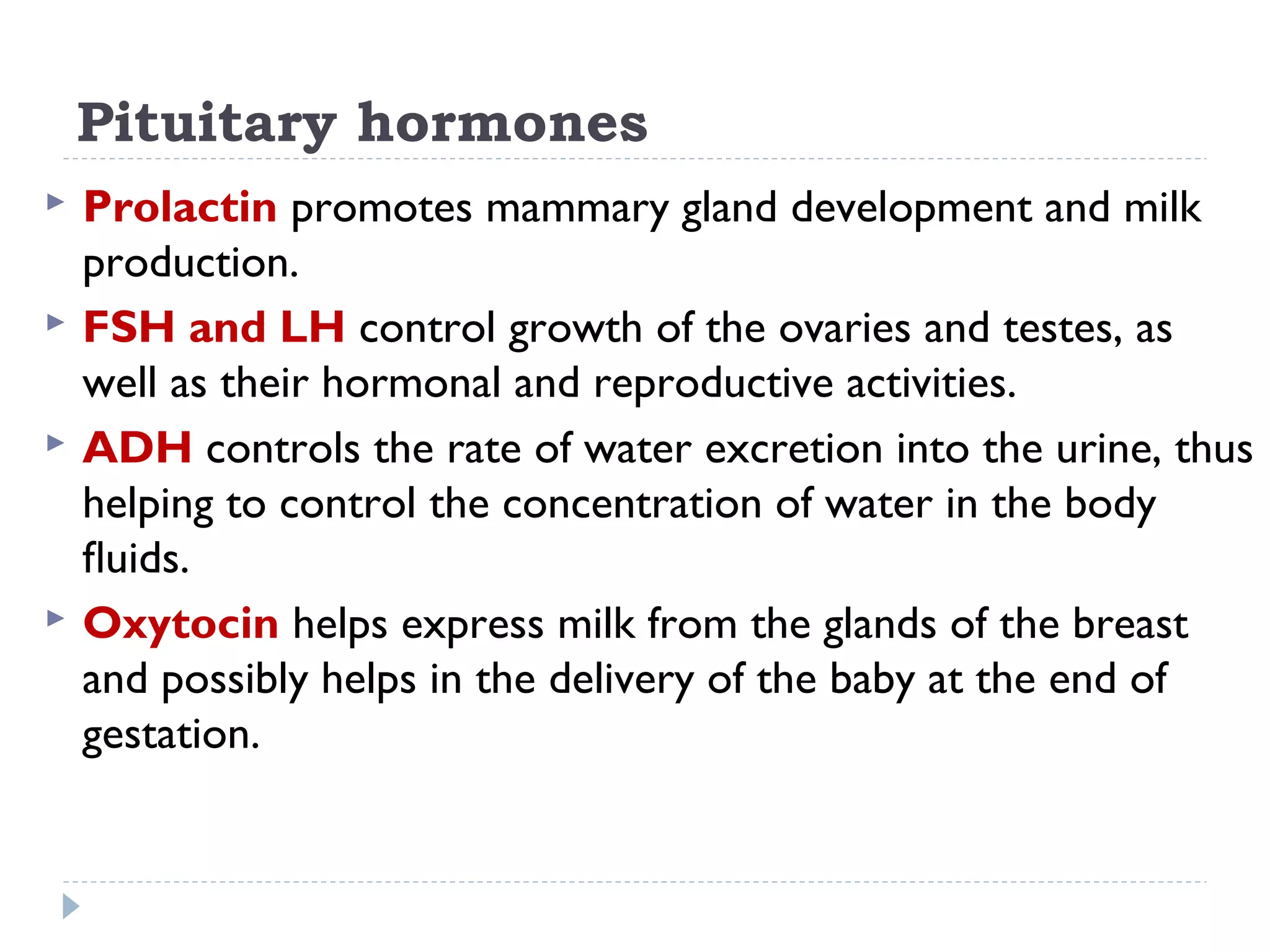 Hormones Released by Pituitary Gland | PPT