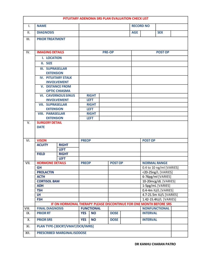 PITUITARY SRS PLAN EVALUATION SHEET | DOCX