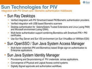 PIV Card based Identity Assurance in Sun Ray and IDM environment | PPT