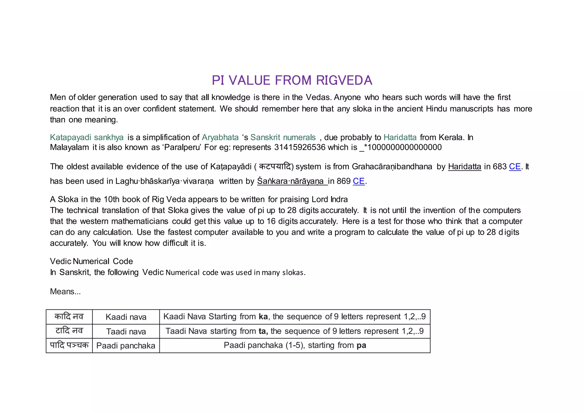 Pi value from rigveda | DOCX