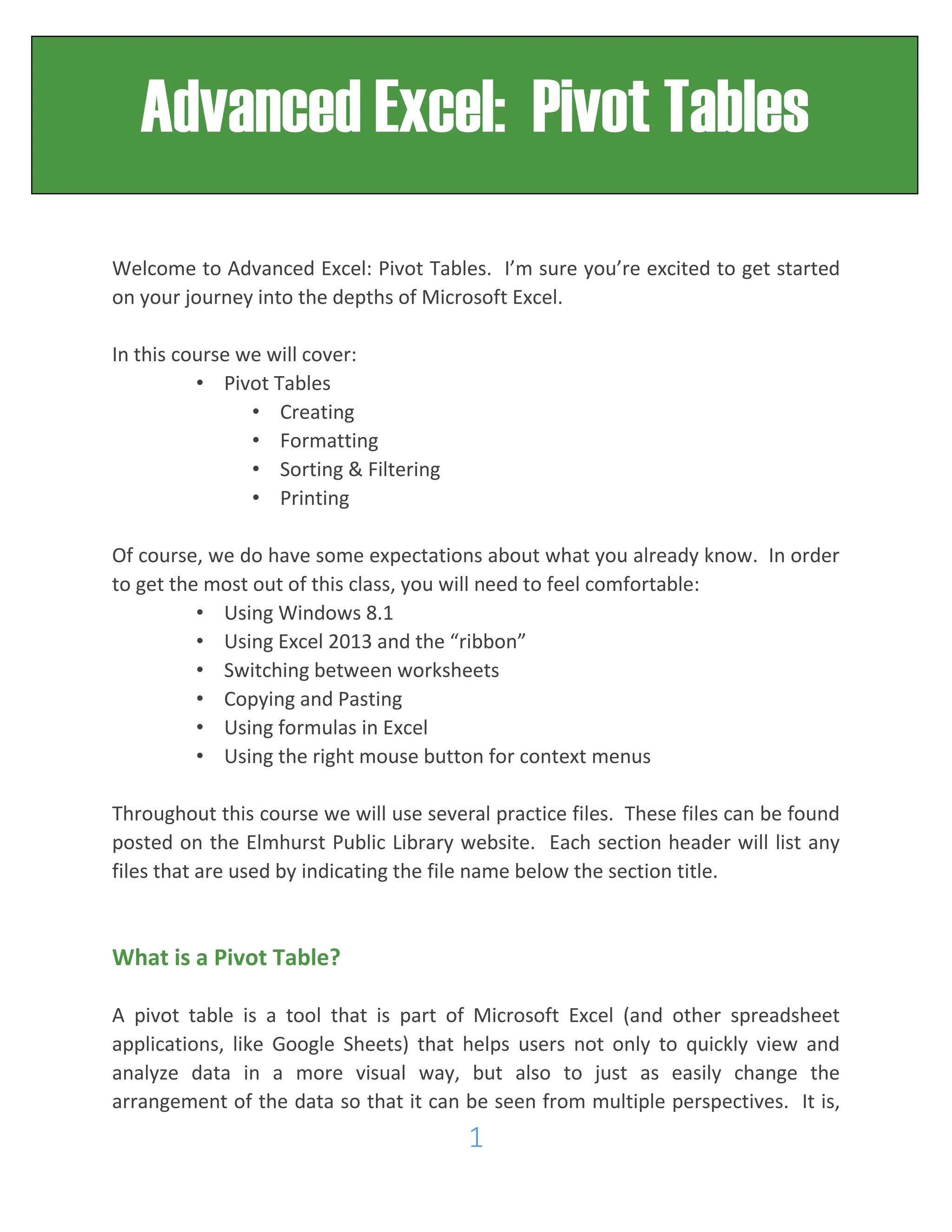 Pivot-Table-Handout1-projectcubicle lecture notes | PDF