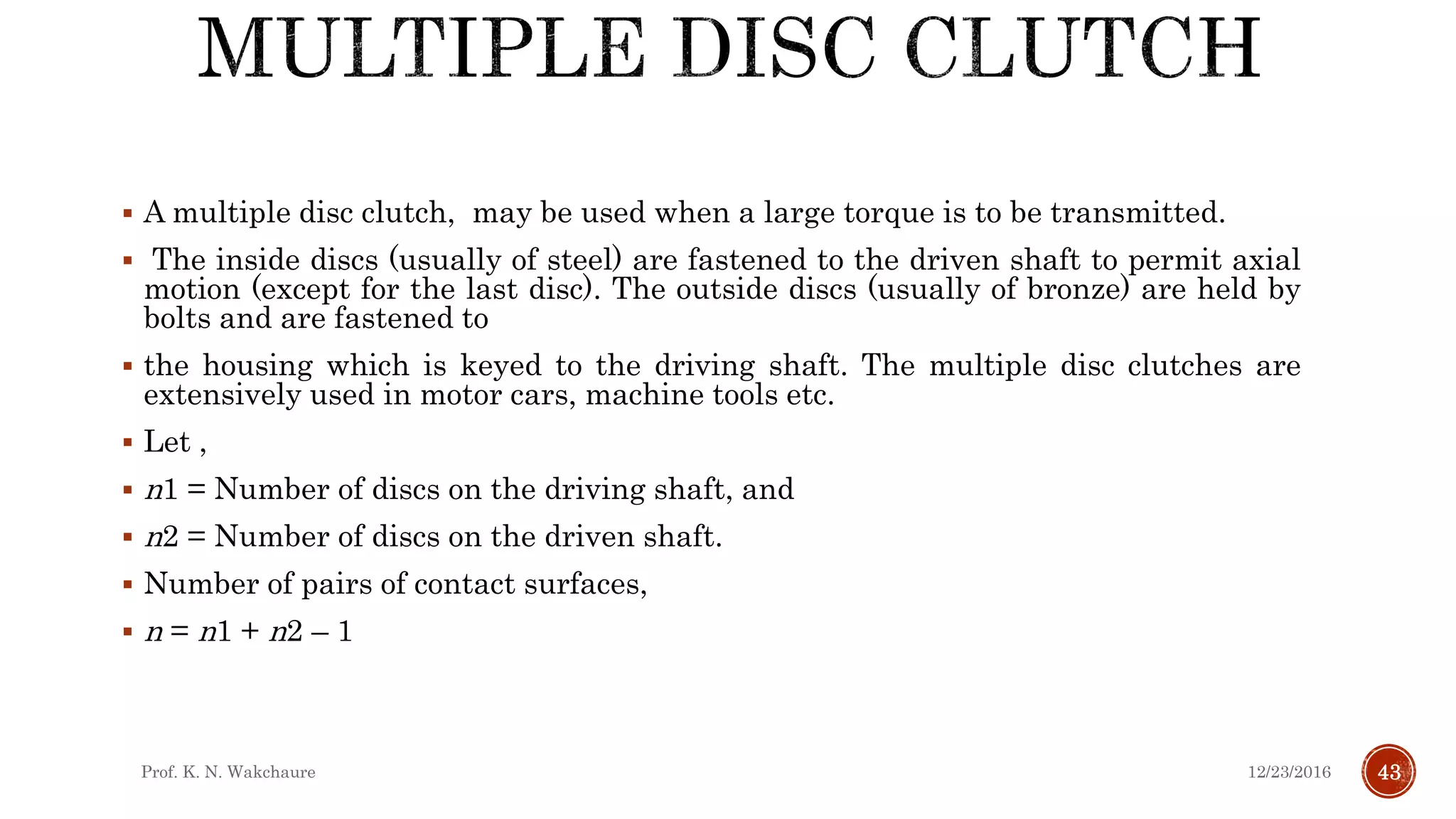 Pivot bearings and friction clutches | PPTX