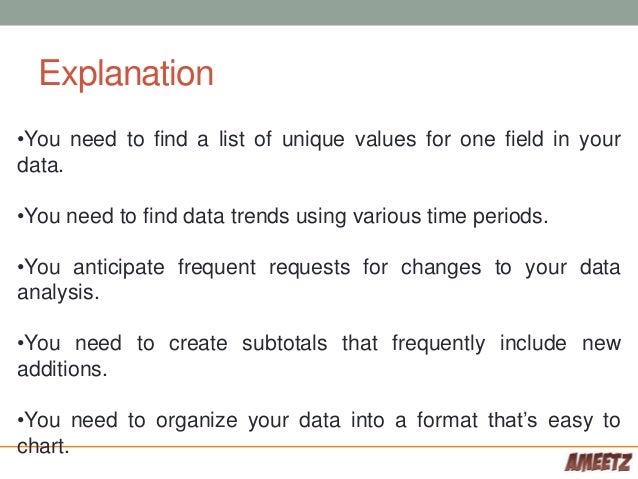 Pivot table essential learning 1