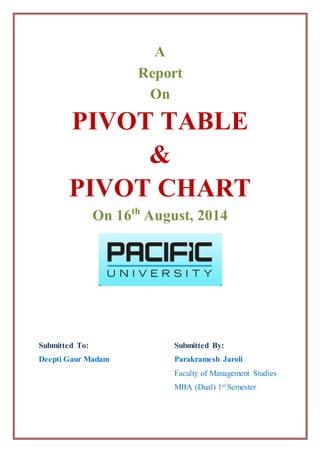 Pivot Table & Chart_Parakramesh Jaroli_Pacific University | DOCX ...