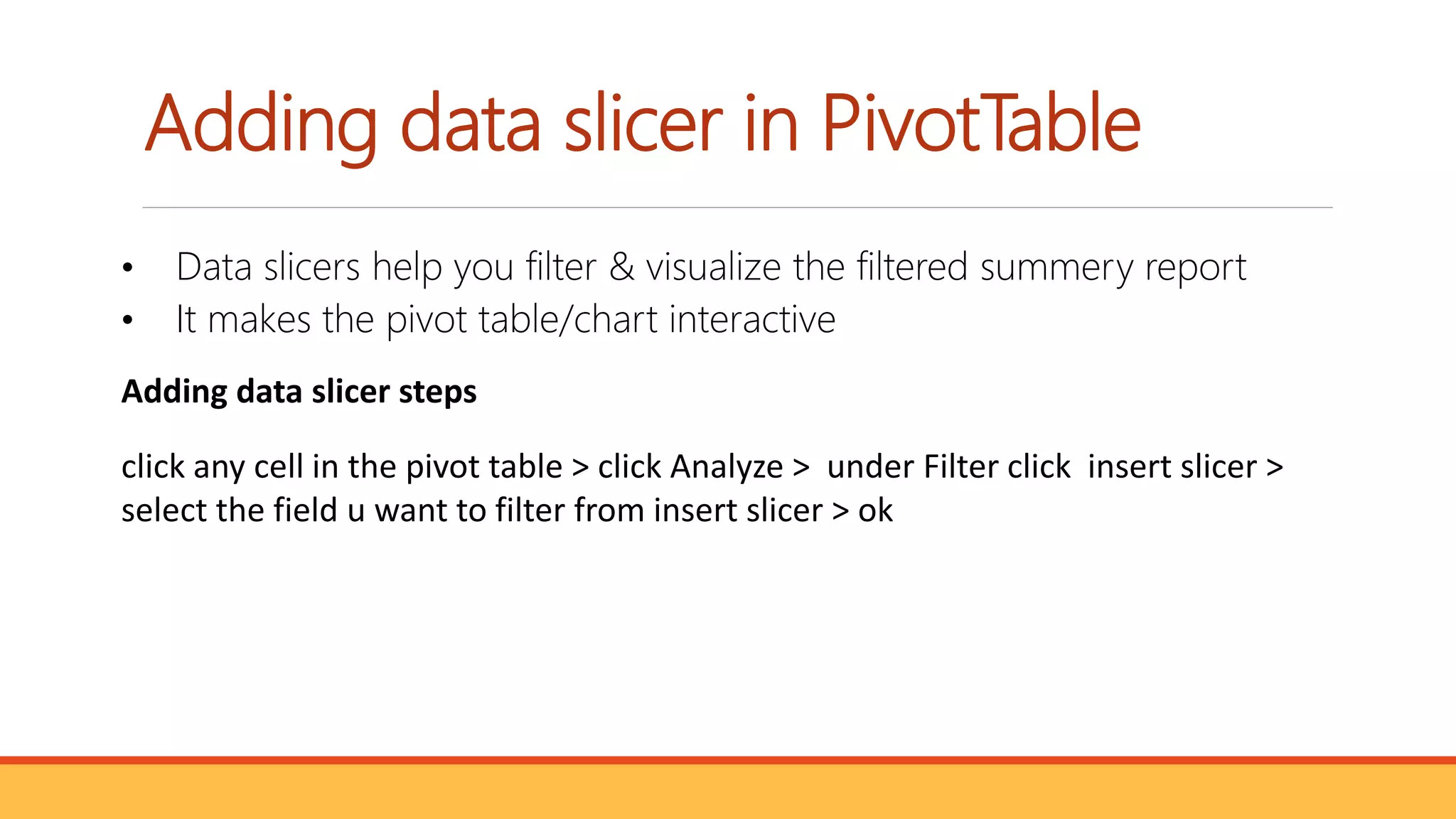 Pivot table and Dashboard in microsoft excel | PPTX