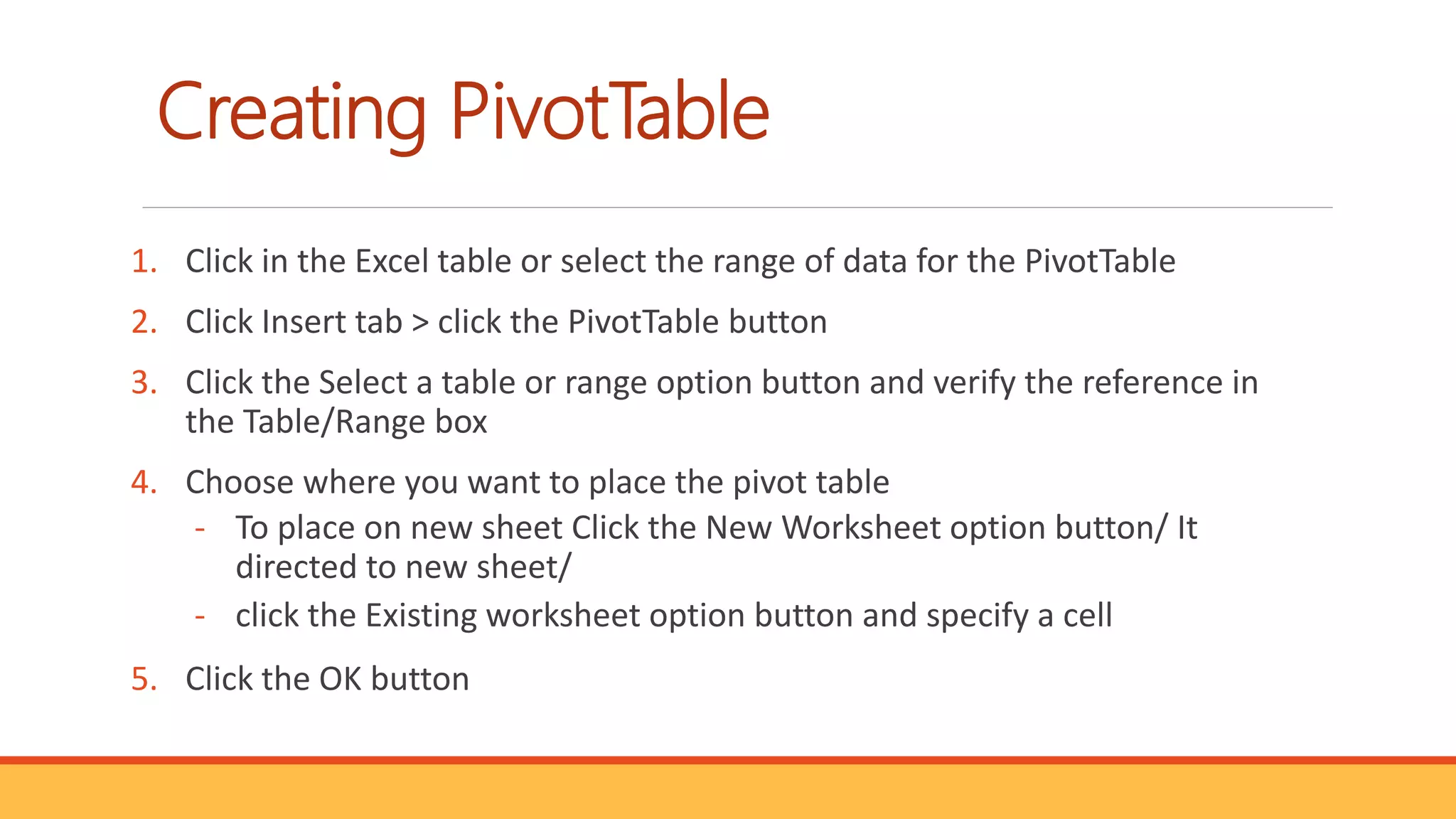 Pivot table and Dashboard in microsoft excel | PPTX
