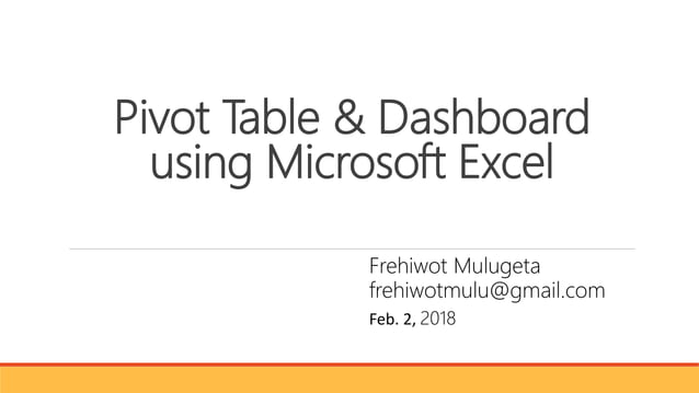 Pivot table and Dashboard in microsoft excel | PPTX | Computing | Technology & Computing