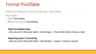 Pivot table and Dashboard in microsoft excel | PPTX