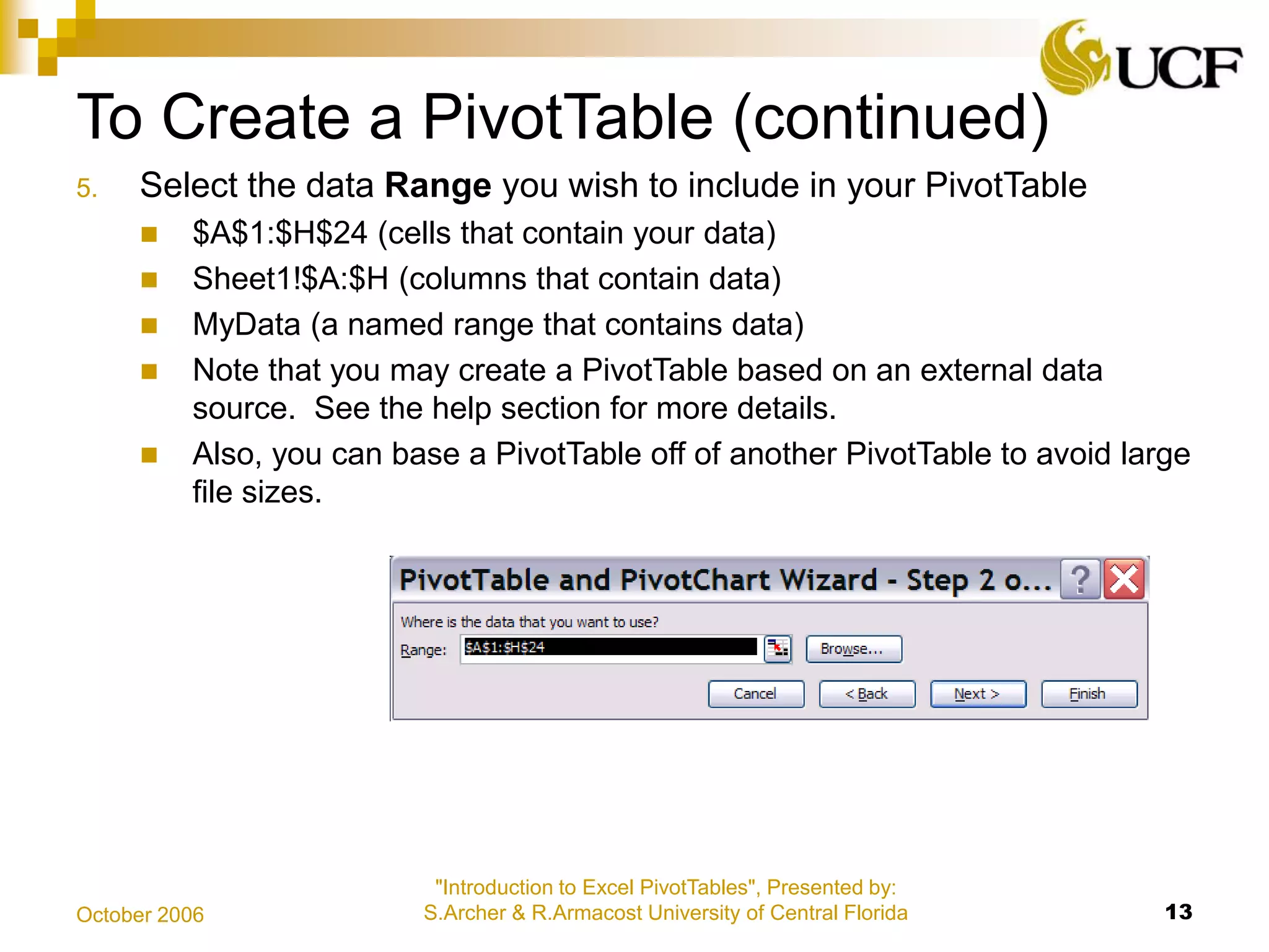 Pivot table presentation | PPT