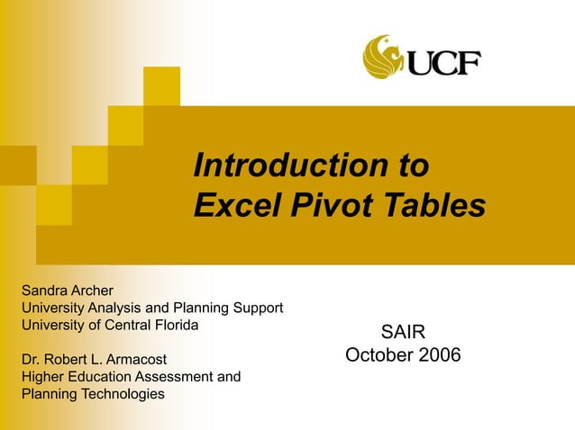 Pivot Table Presentation Ppt