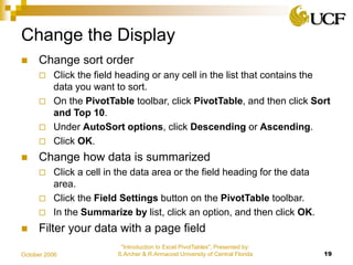 Pivot table presentation | PPT