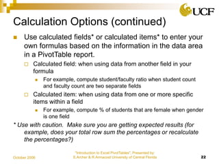 Pivot table presentation | PPT