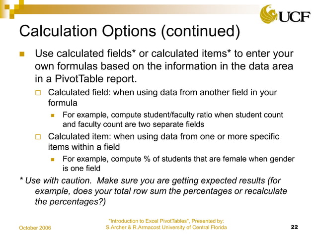 Pivot table presentation | PPT