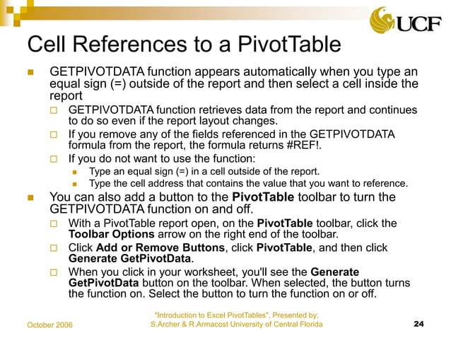 Pivot table presentation | PPT