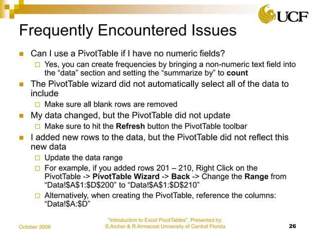 Pivot table presentation | PPT