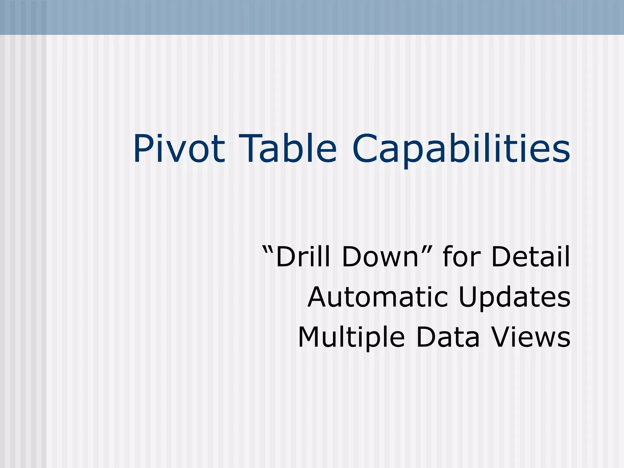 Pivot Tables | PPT