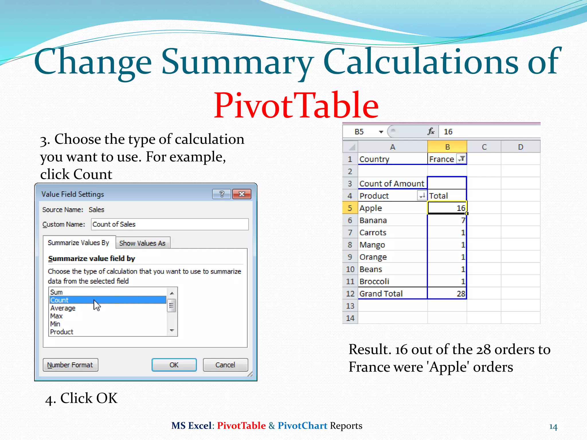 MS Excel Pivot Table Reports & Charts | PPTX