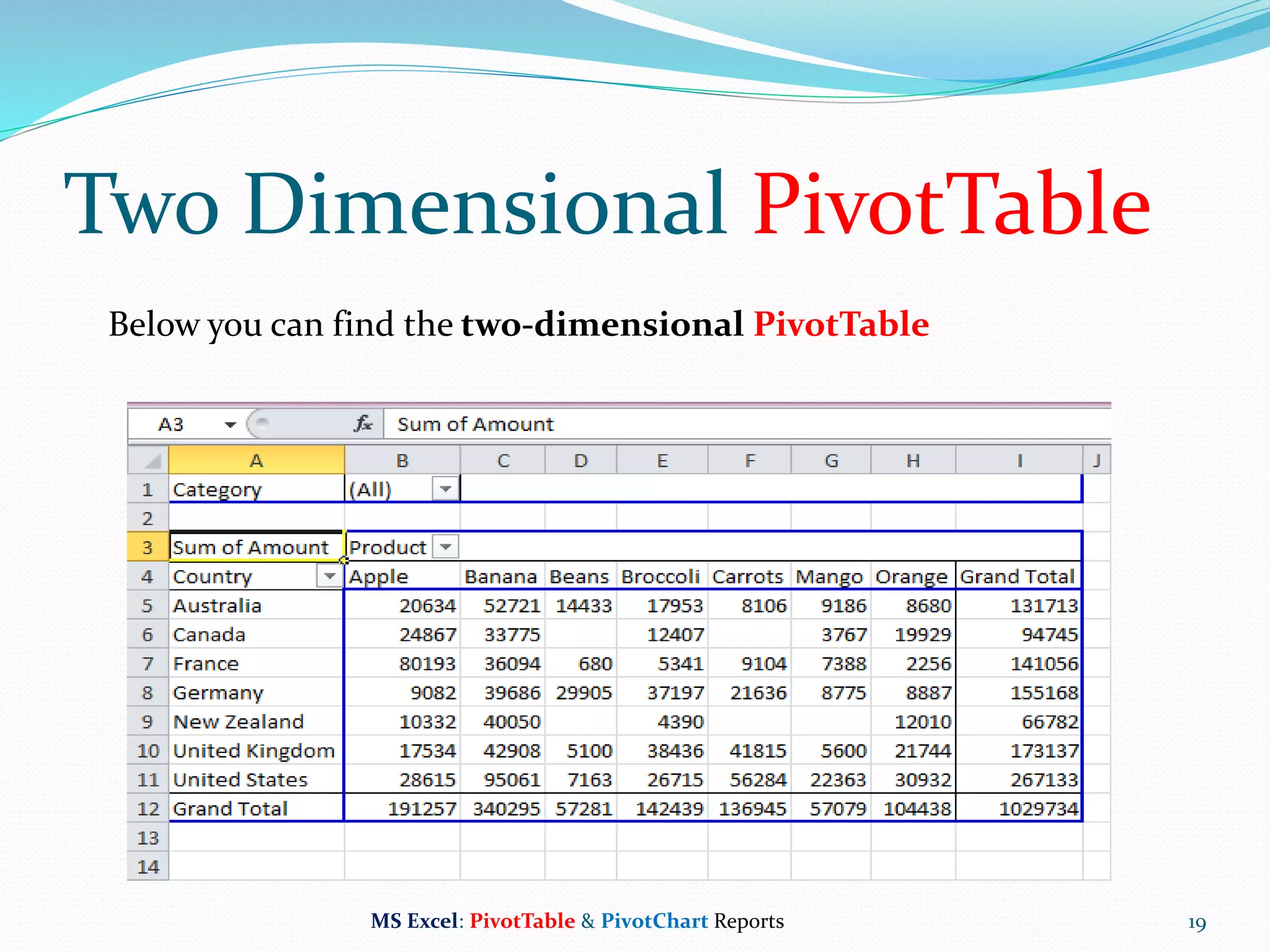 MS Excel Pivot Table Reports & Charts | PPTX