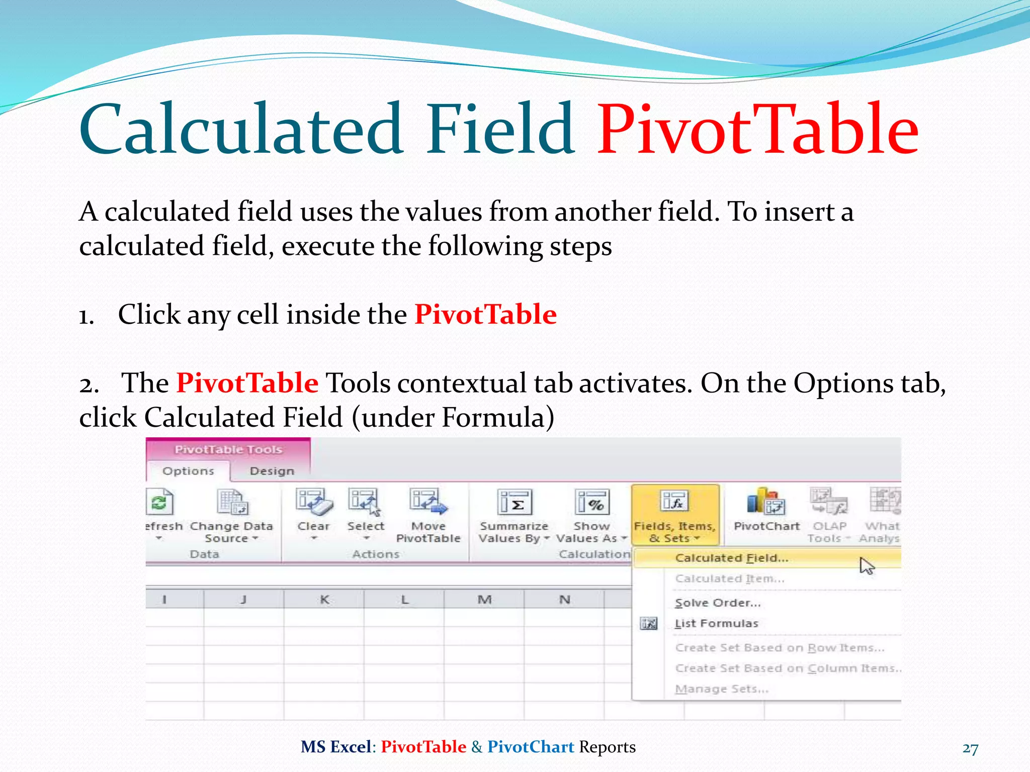 MS Excel Pivot Table Reports & Charts | PPTX