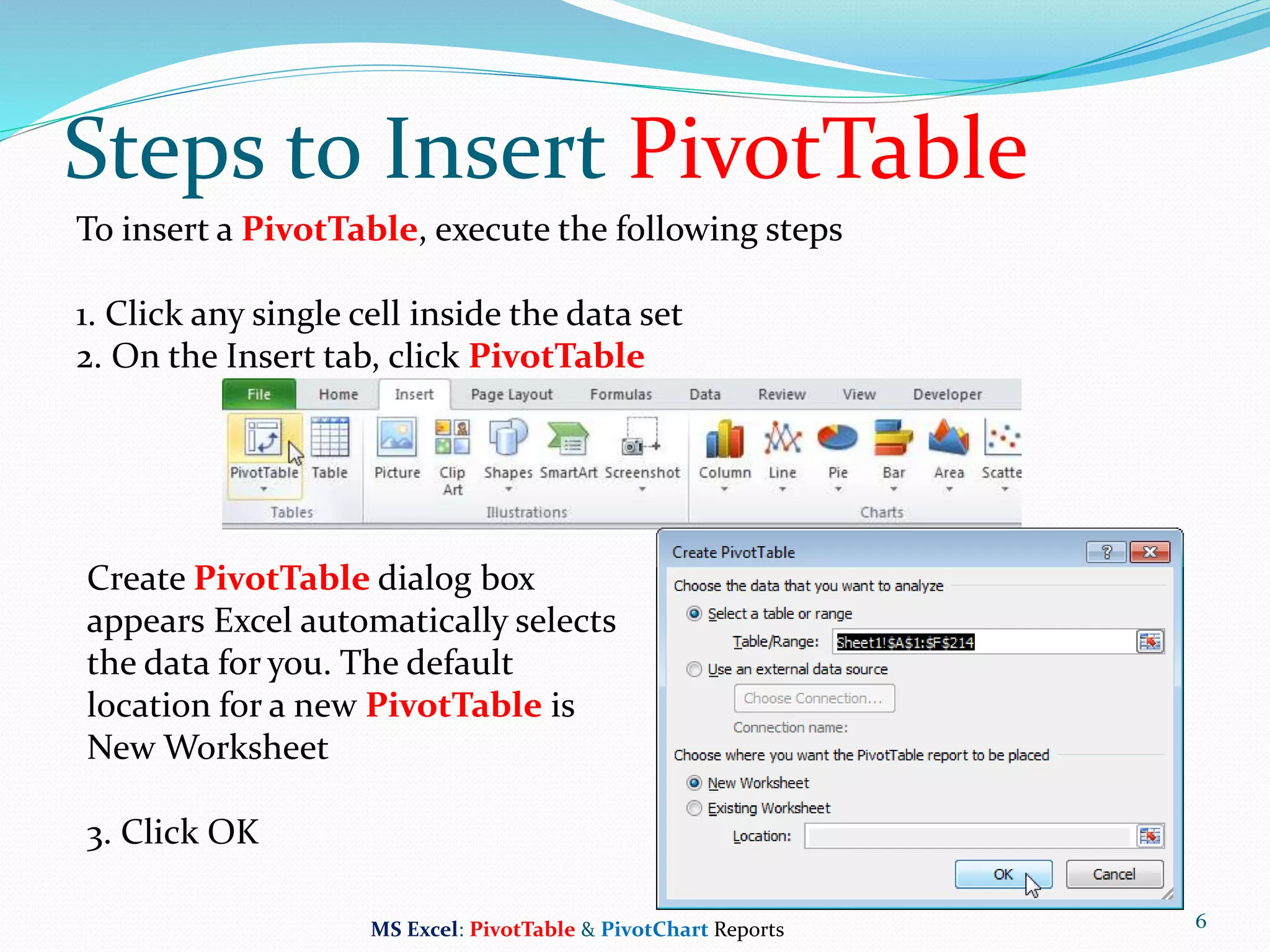 MS Excel Pivot Table Reports & Charts | PPTX