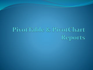 MS Excel Pivot Table Reports & Charts | PPTX