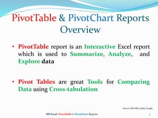 MS Excel Pivot Table Reports & Charts | PPTX