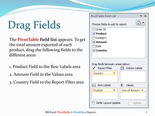 MS Excel Pivot Table Reports & Charts | PPTX