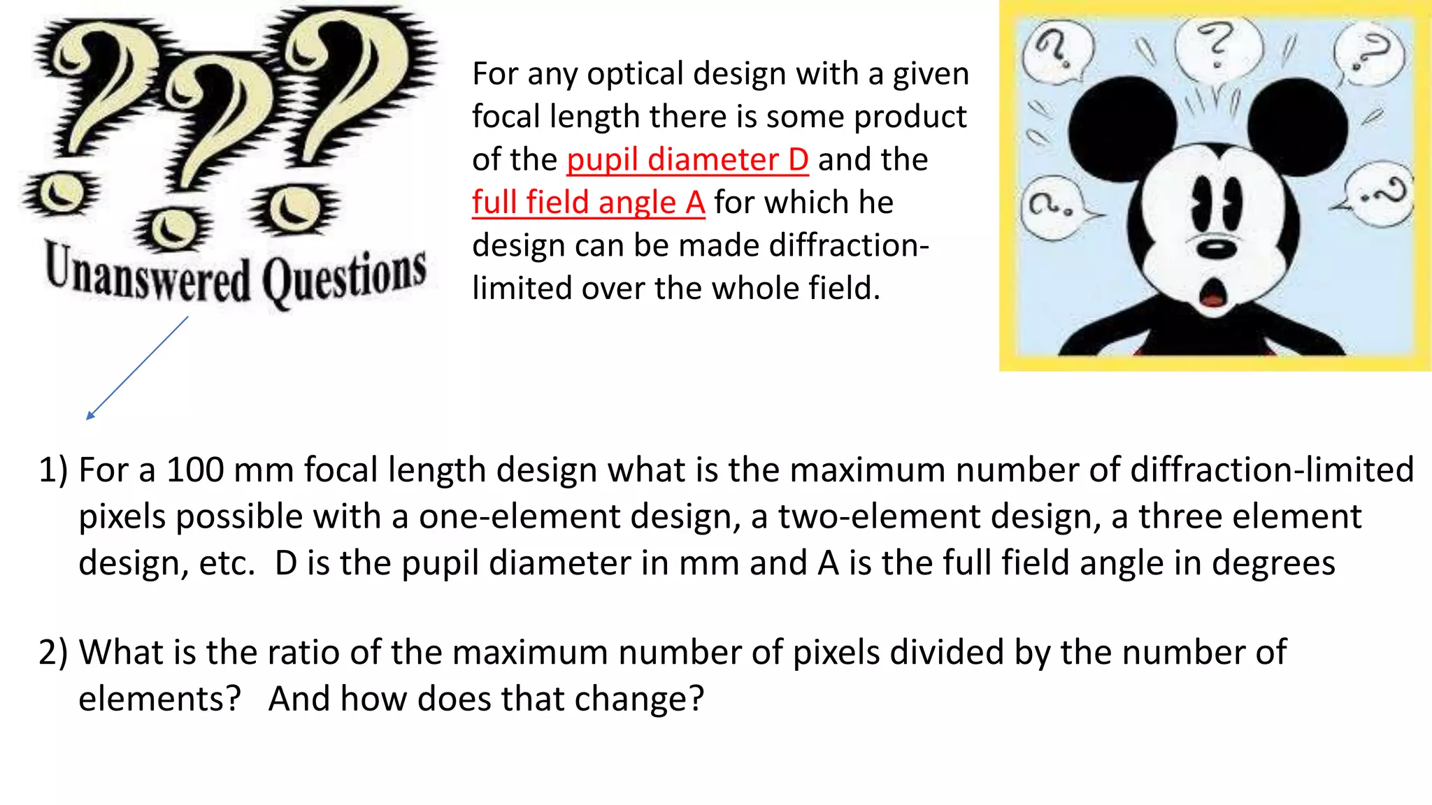 Diffraction-limited pixels versus number of lens elements | PPTX
