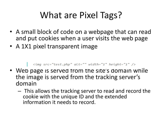 Pixel tags and tag management | PPT