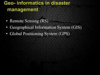 APPLICATION OF SCIENCE AND TECHNOLOGY FOR DISASTER MANAGEMENT ...