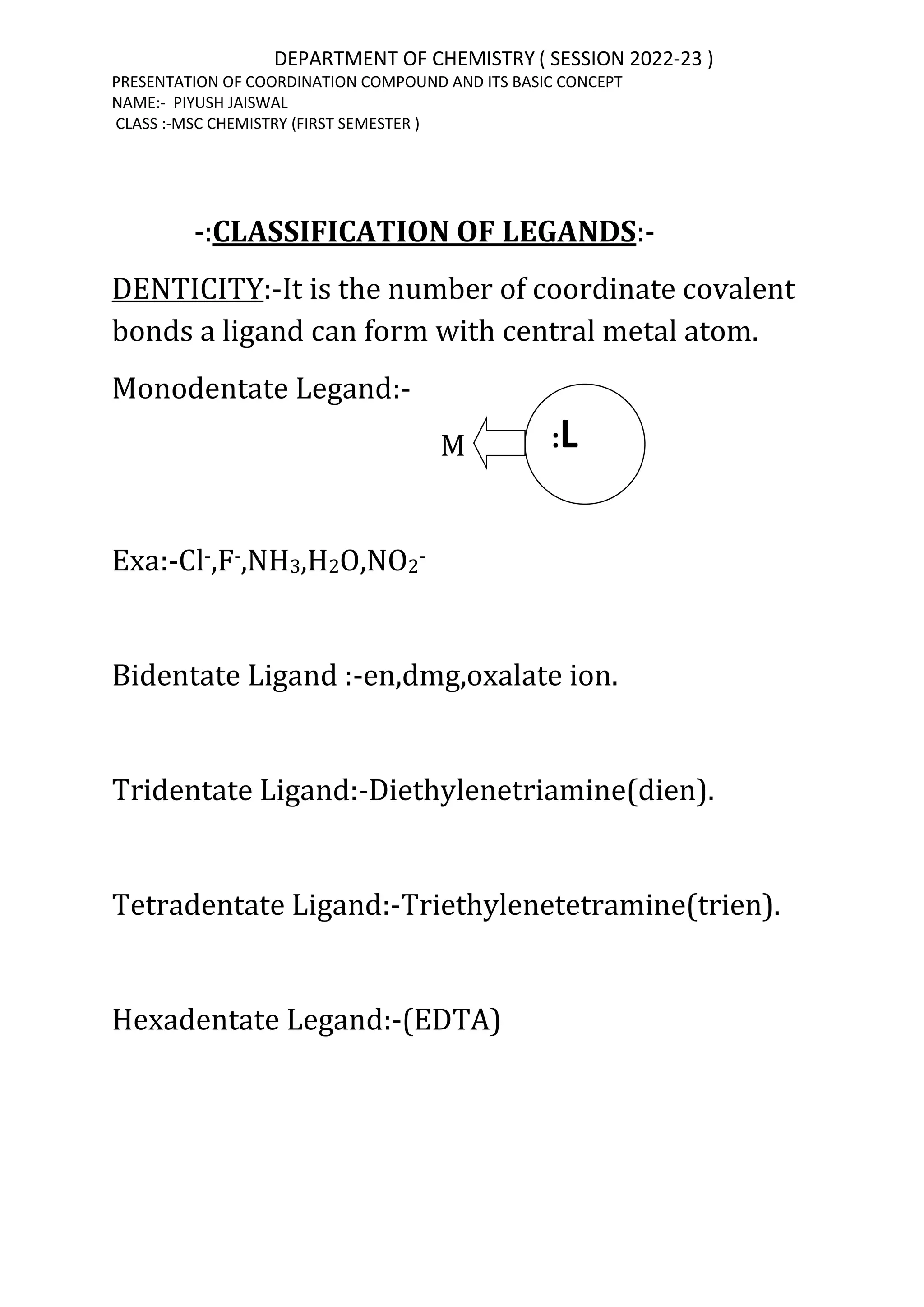 Coordination compound and its basic concepts | DOCX