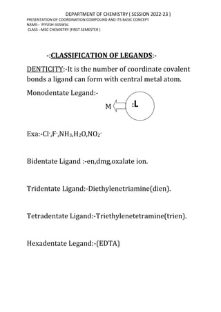 Coordination compound and its basic concepts | DOCX