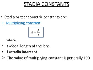 TACHEOMETRIC SURVEYS under the subject of SURVEYING | PPTX