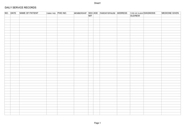 Daily service records | ODS