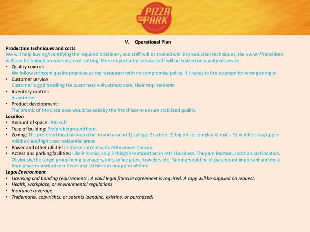 Pizza park project proposal | PPT