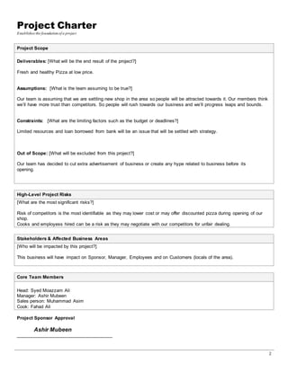 Pizza Shop Charter | PDF