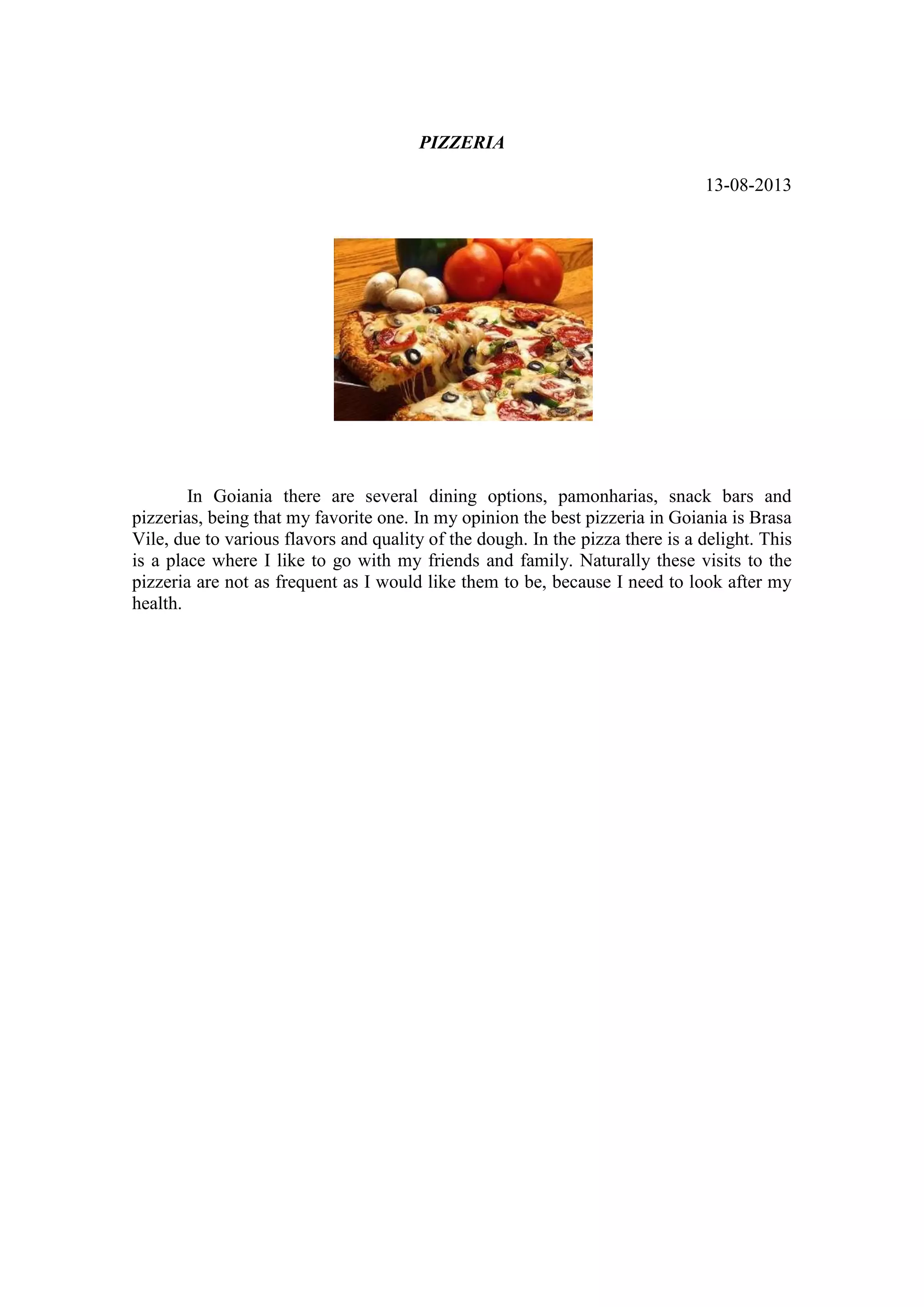 Pizzeria | DOCX | Food & Drink