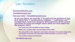 Pj01 3-java-variable and data types | PPT