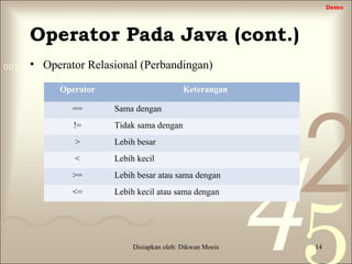 Pemrograman Berorientasi Objek I (Modul II) | PPT