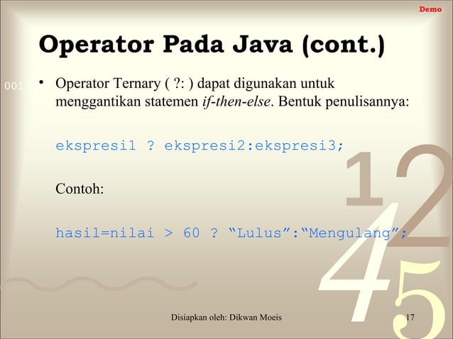 Pemrograman Berorientasi Objek I (Modul II) | PPT
