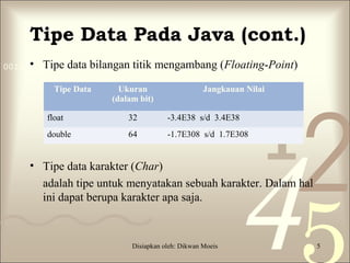 Pemrograman Berorientasi Objek I (Modul II) | PPT