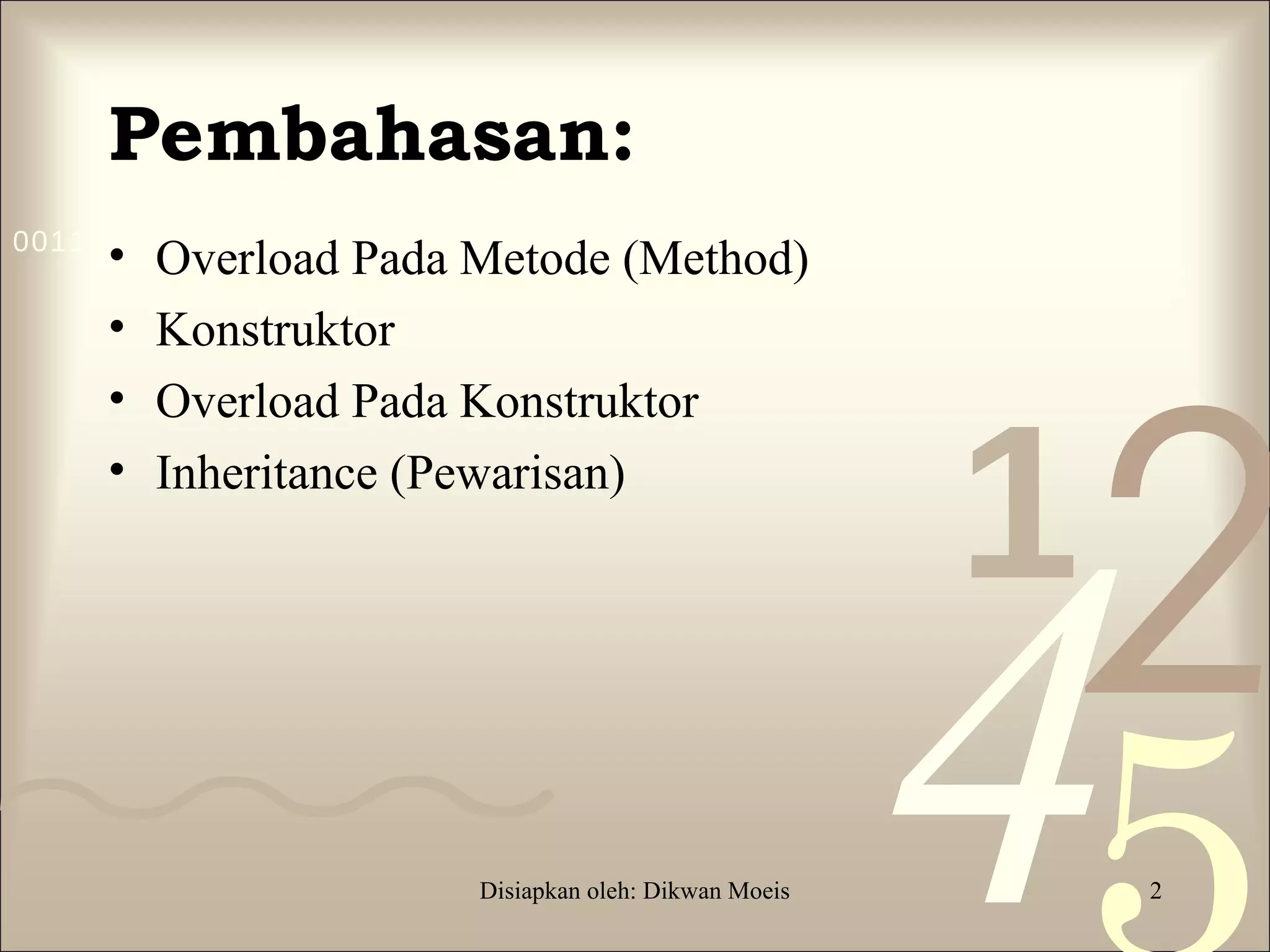 Pemrograman Berorientasi Objek (Modul VI) | PPT