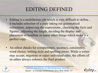 Print Journalism- EDITING | PPTX