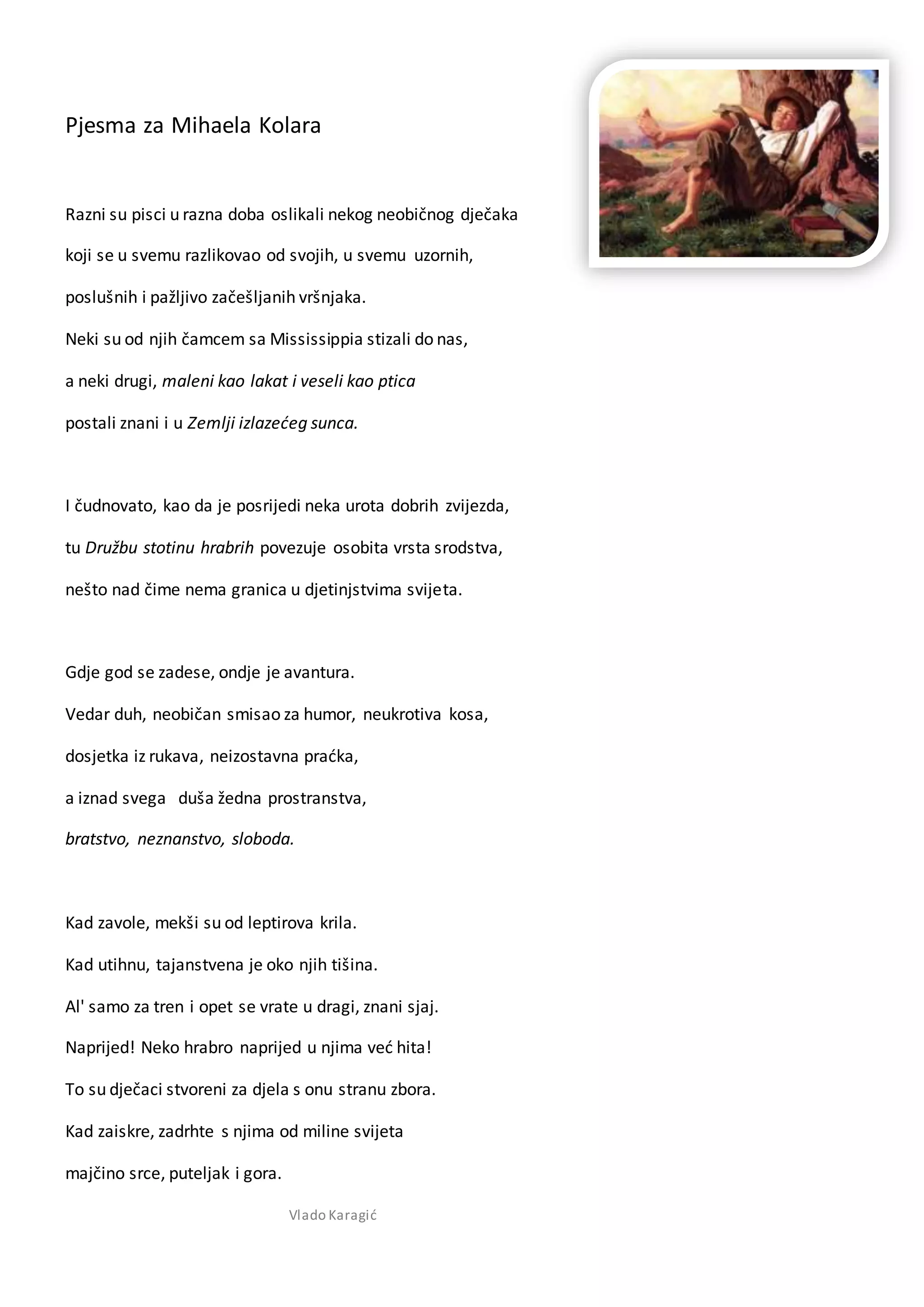 Pjesma za Mihaela | DOCX