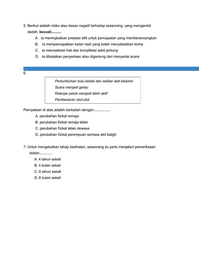 Soalan PJK Tahun 5 | PDF